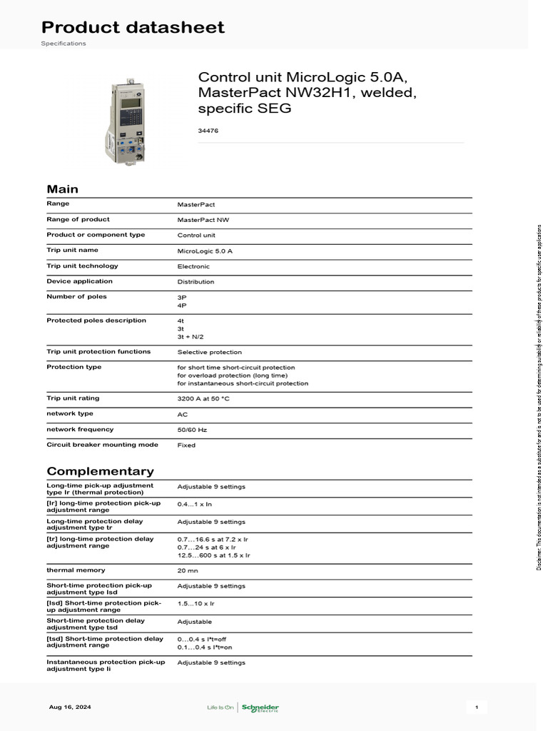 Schneider Electric - MasterPact-NW - 34476 | PDF