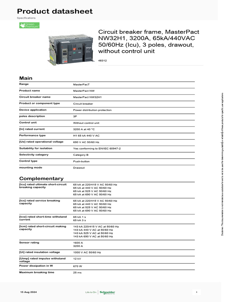 Schneider Electric - MasterPact-NW - 48312 | PDF