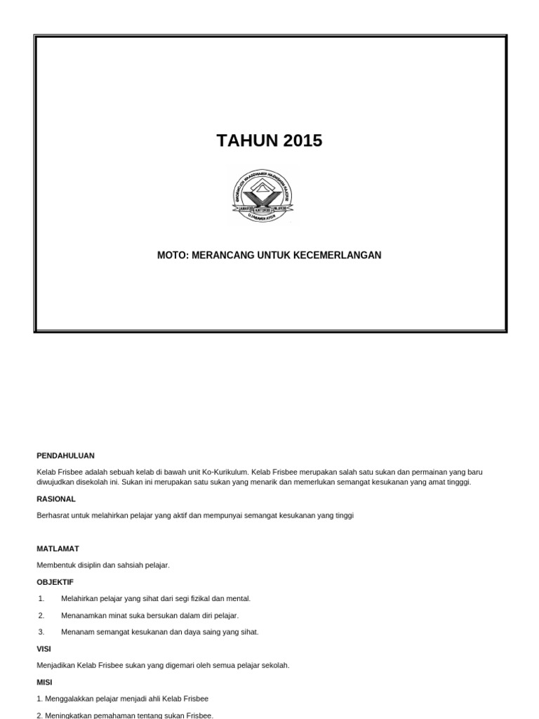 PELAN Tatikal & PELAN OPERASI-KELAB Frisbee TANG | PDF