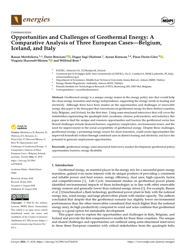 Geothermal Energy Comparative | PDF
