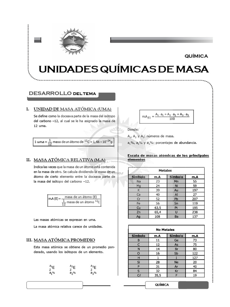 Unidades Químicas de Masa | PDF