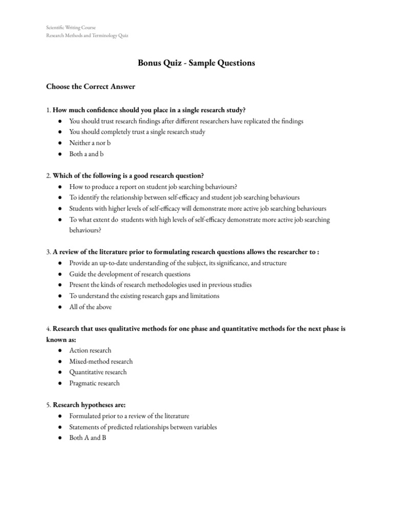 Sample Bonus Quiz | PDF