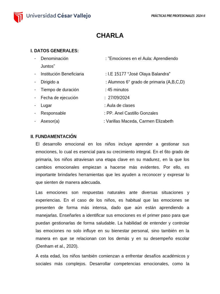 Charla 3 - Emociones | PDF