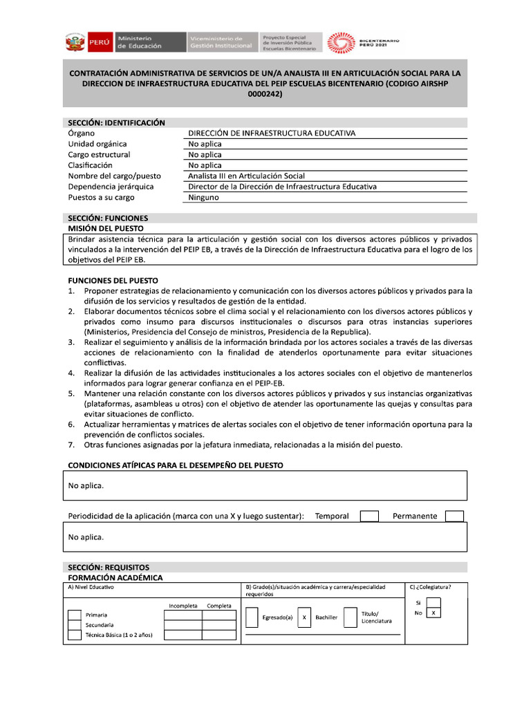 Cas 026-2024 Analista Iii en Articulación Social | PDF