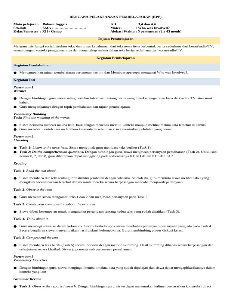 RPP Who Was Involved | PDF