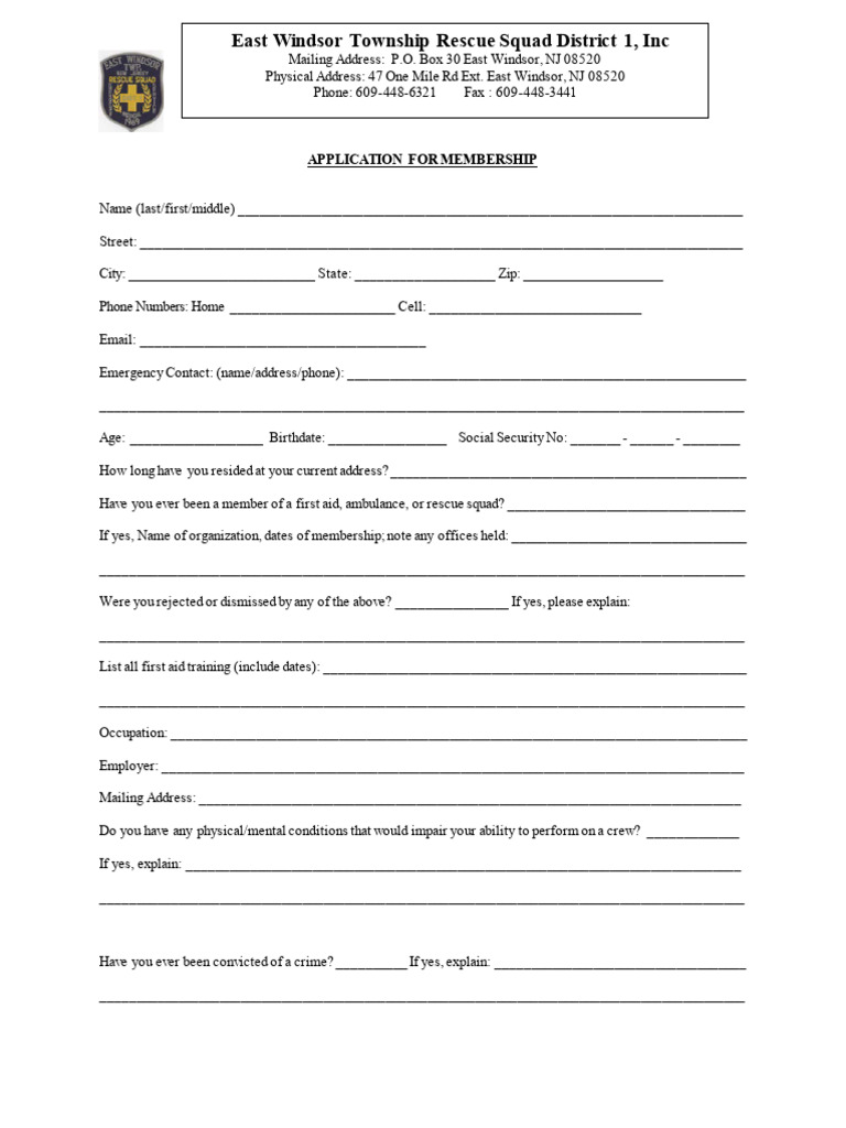 Application For Membership | PDF