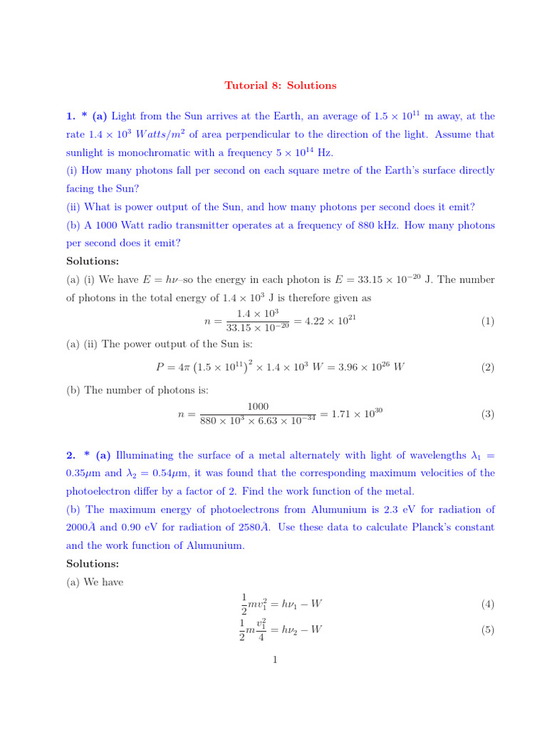 Physics of Waves Tutorial: Quantum (IIT KGP) | PDF