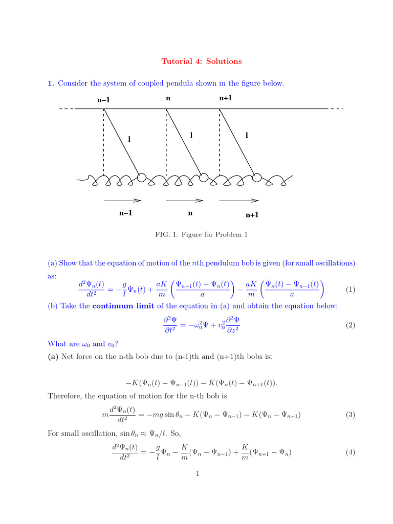 Physics of Waves Tutorial: Coupled Oscillator (IIT KGP) | PDF