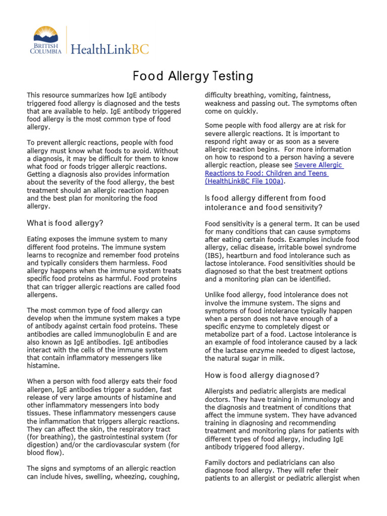 Food Allergy Testing - Food-Allergy-Testing-En | PDF
