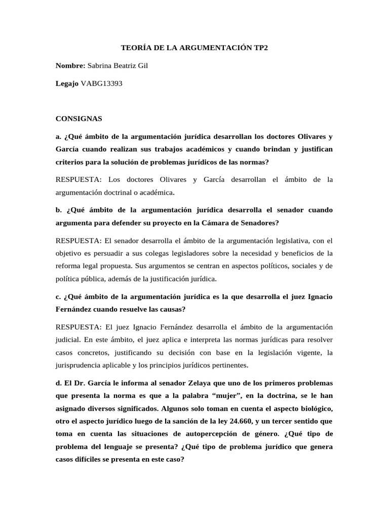 Teoría de La Argumentación TP2 | PDF | Palabra | Juez