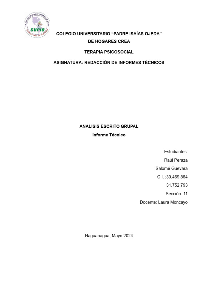 Análisis Escrito Grupal | PDF