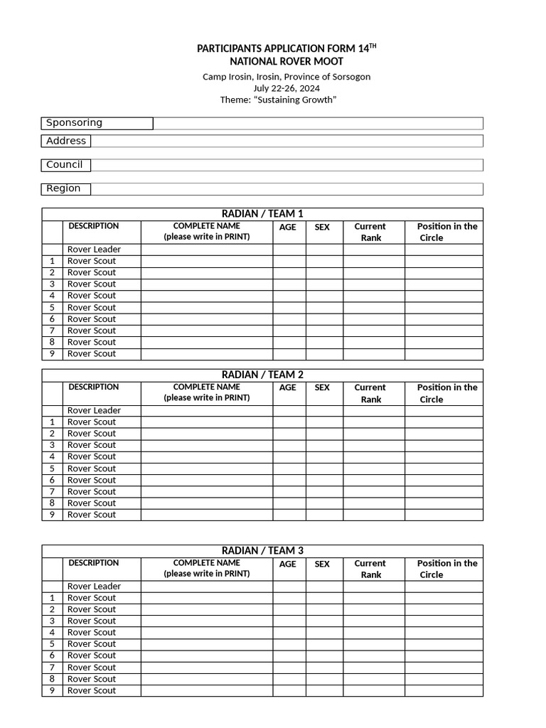Form National Rover Moot | PDF