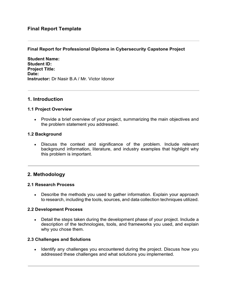 Final Report Template | PDF