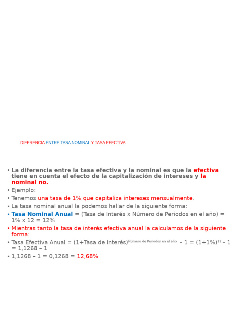 Diferencia Entre Tasa Nominal y Tasa Efectiva | PDF Diferencia Entre Tasa Nominal y Tasa Efectiva | PDF