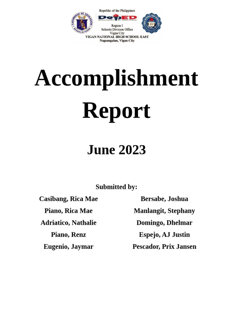 Accomplishment Report | PDF