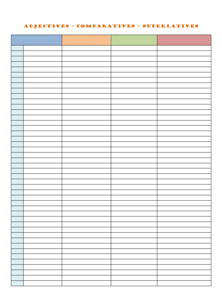 Comparatives+Superlatives List | PDF