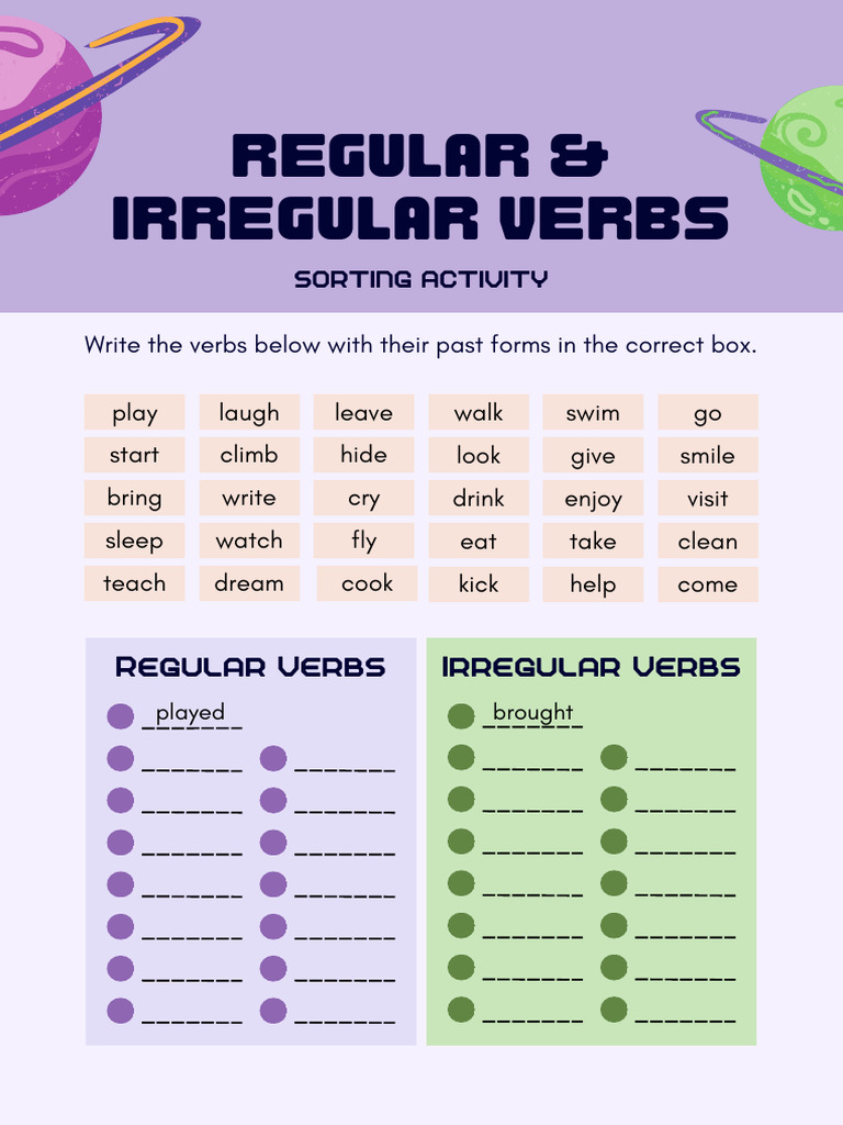 Regular and Irregular Verb - Homework | PDF
