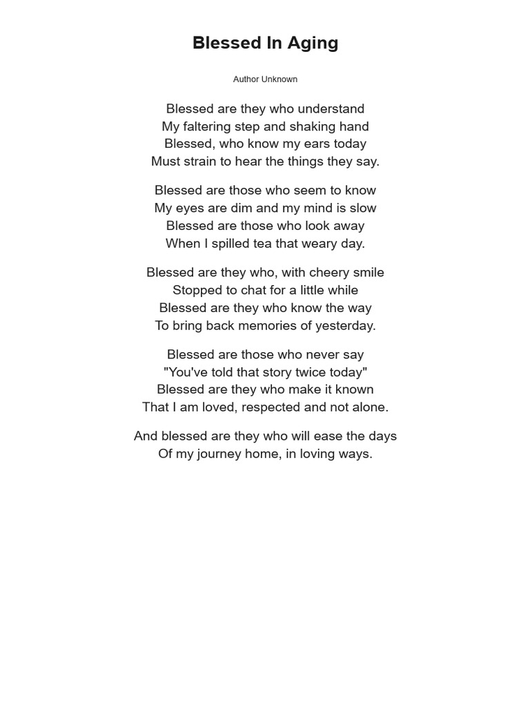 Blessed in Aging Poem | PDF