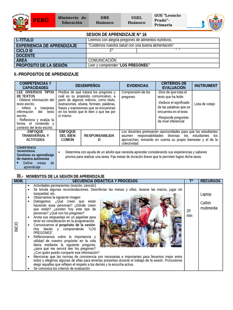 Sesión 16 - Leemos Pregones | PDF