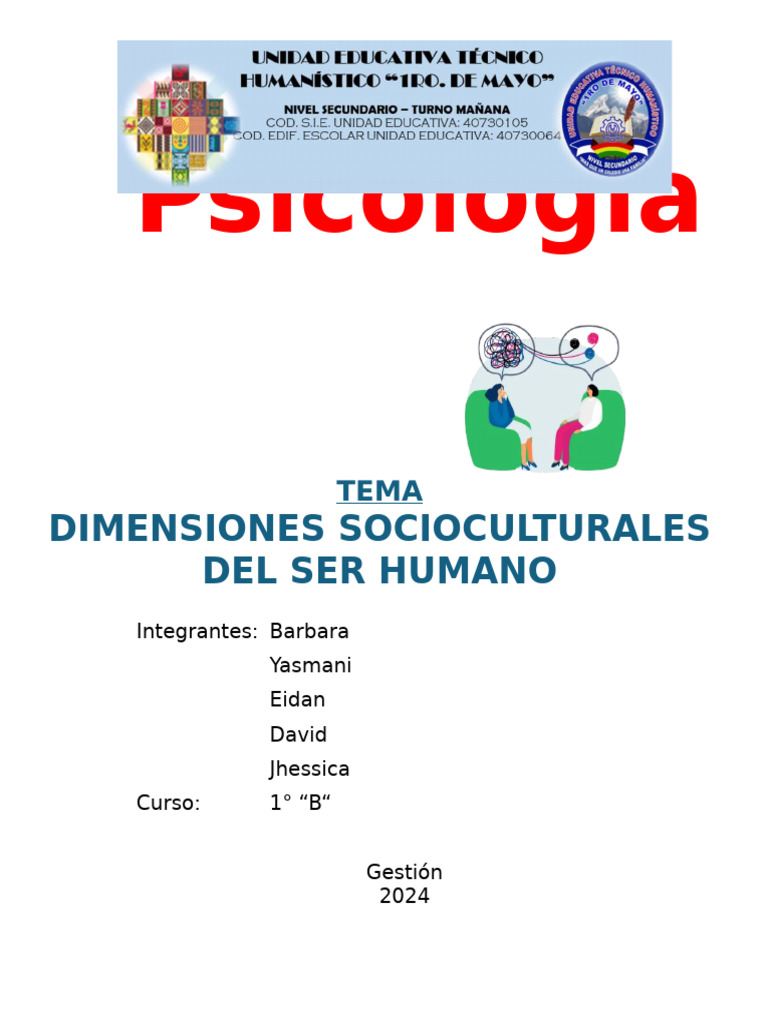 Dimensiones Socioculturales Del Ser Humano | PDF