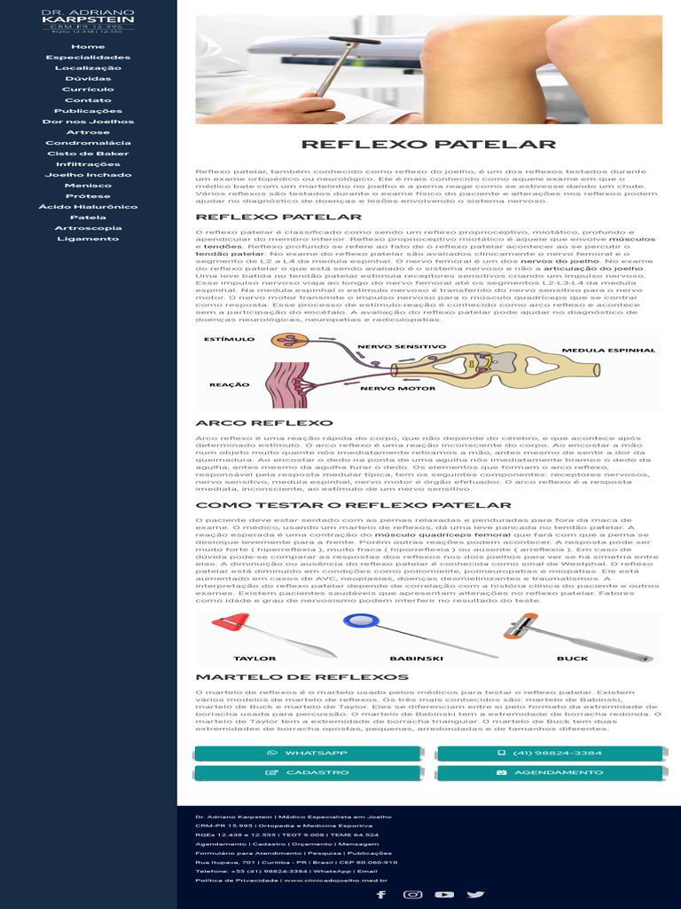 Reflexo Patelar - Clínica Do Joelho | PDF | Nervo | Joelho