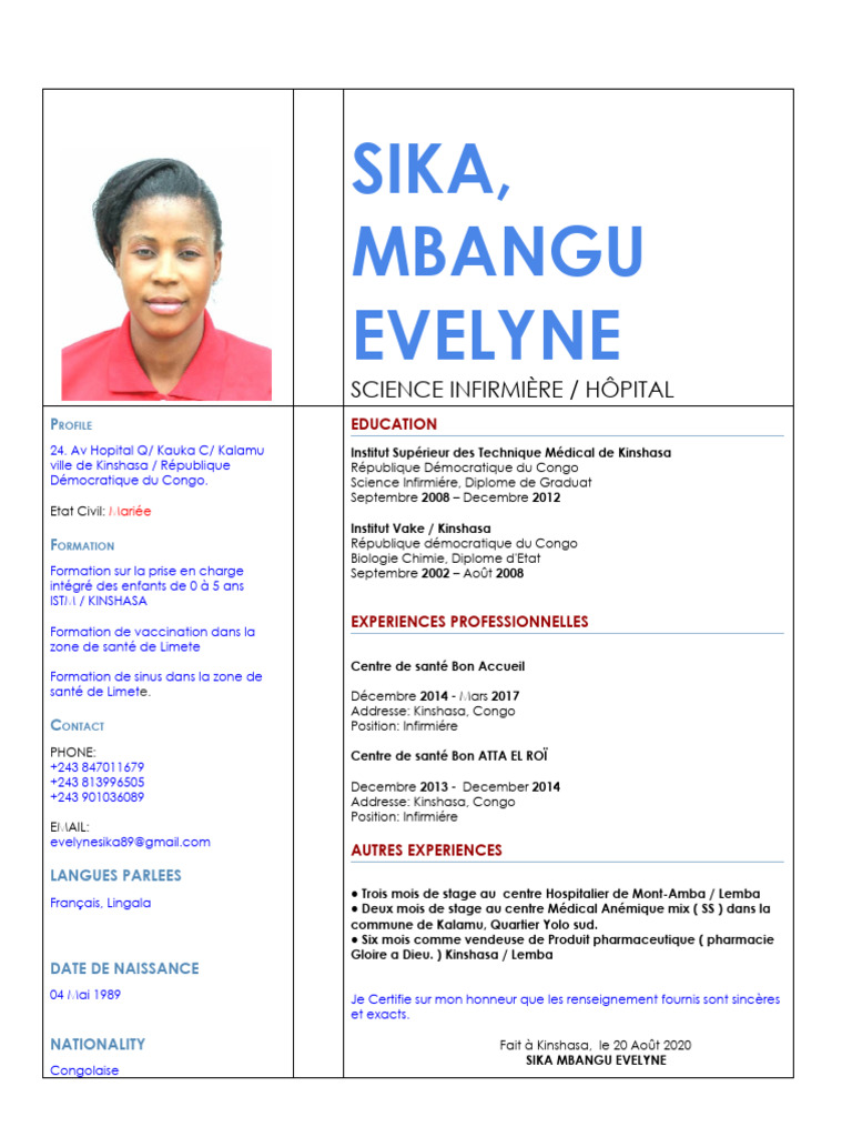 Cv. Sika Mbangu Evelyne | PDF