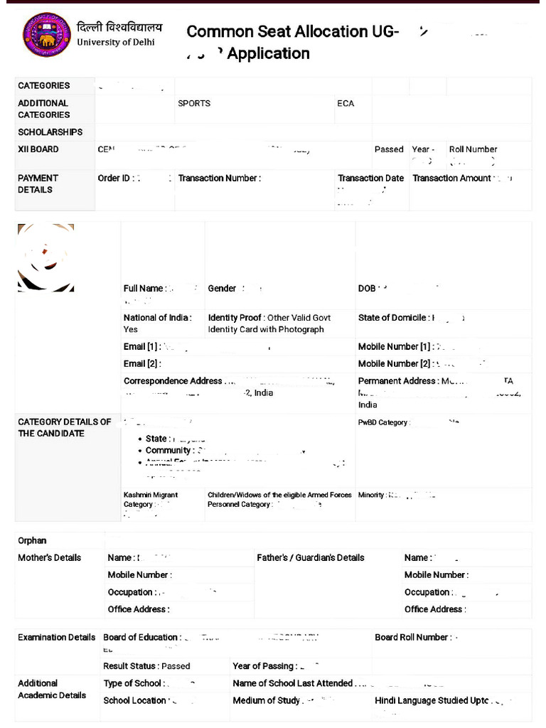 Admission Form | PDF