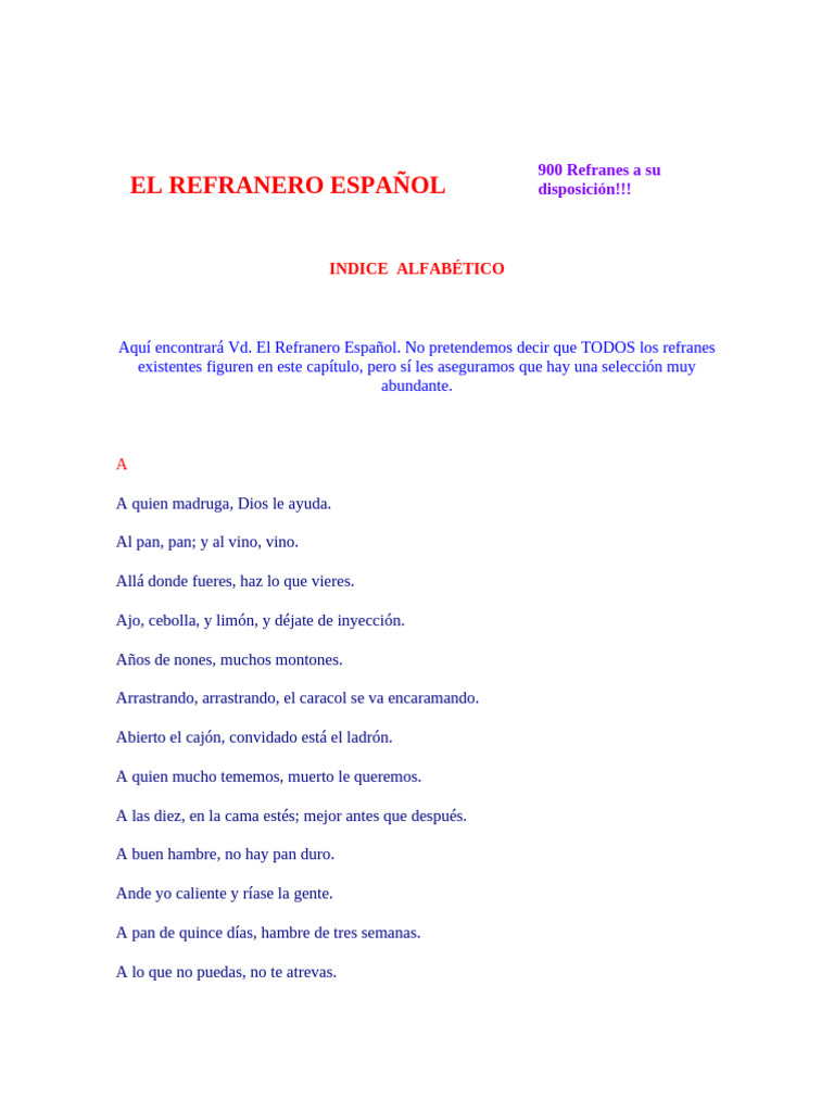 Refranero Español | PDF