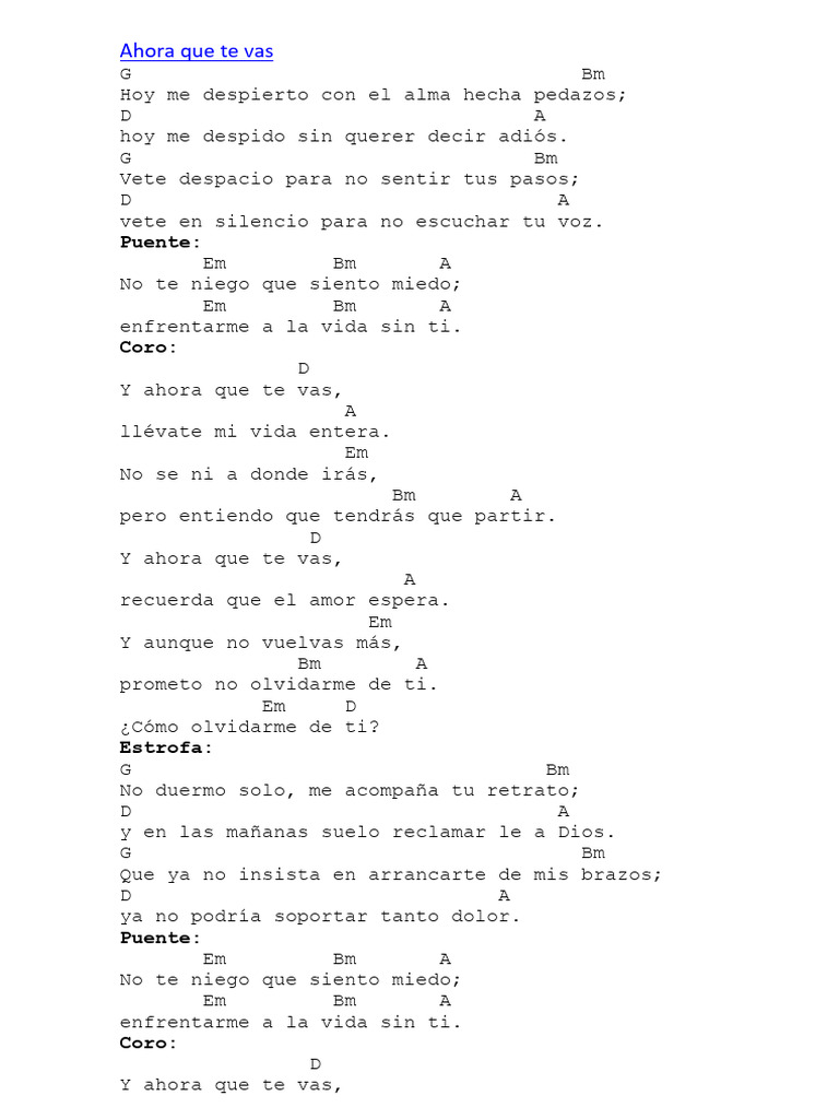 Ahora Que Te Vas | PDF