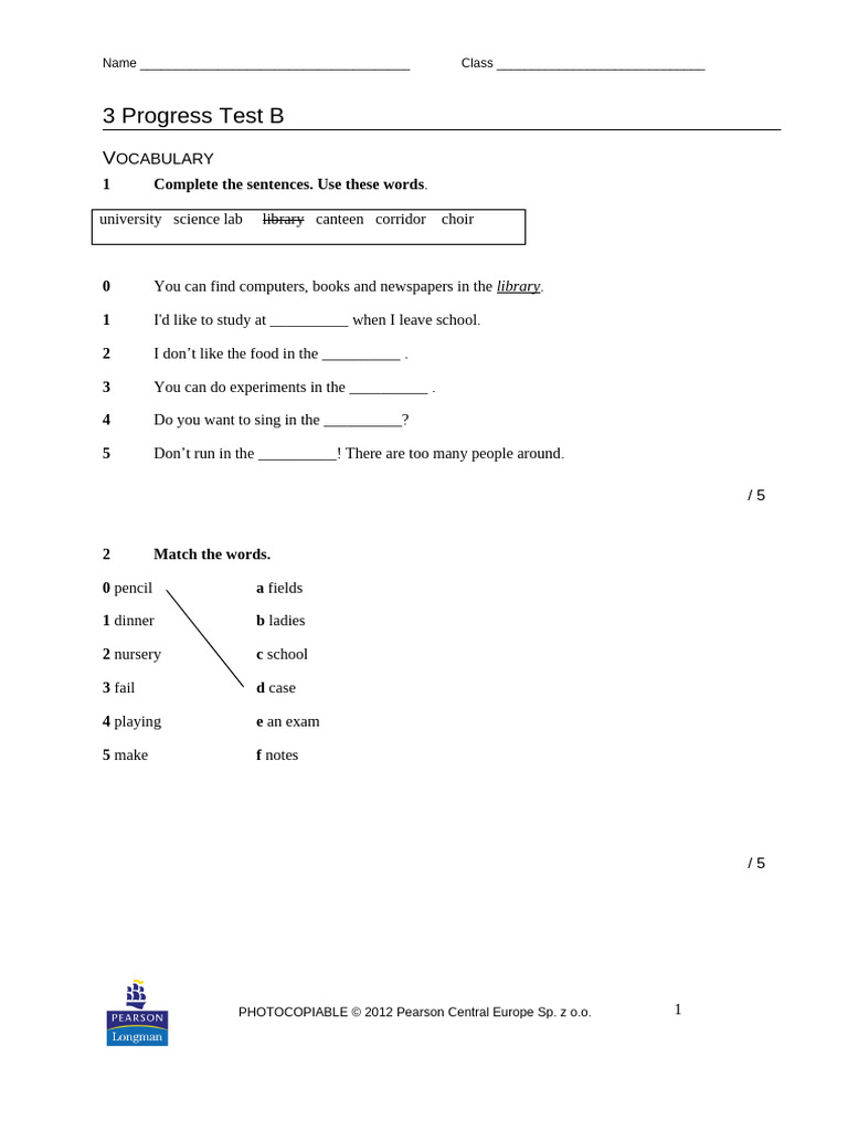 Progress Test 3 B | PDF