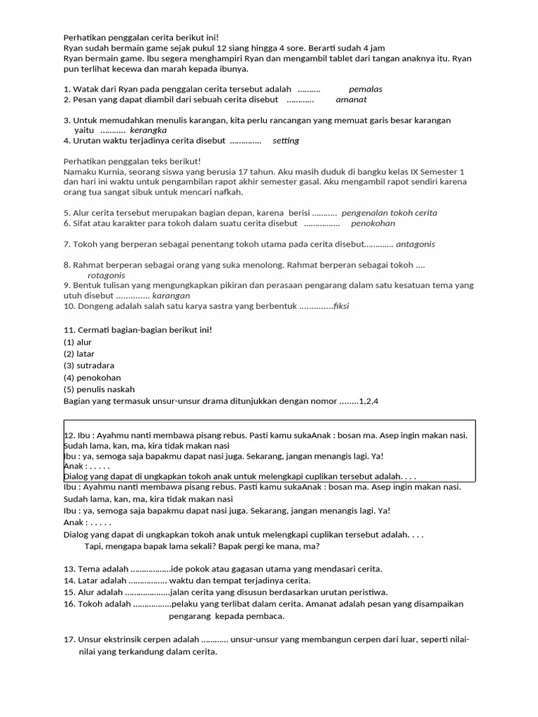 Perhatikan Penggalan Cerita Berikut Ini | PDF