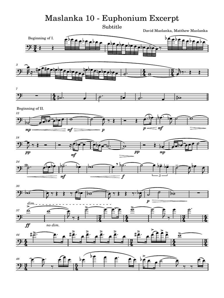 Maslanka 10 - Euphonium Excerpt | PDF