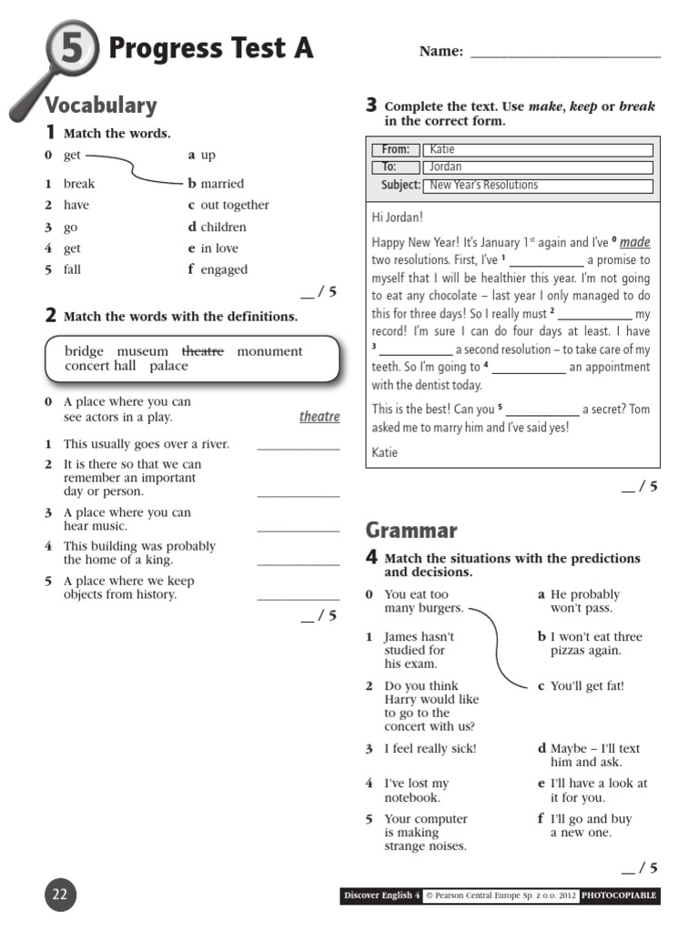 Progress Test 5 A | PDF