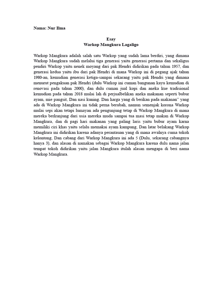 Nur Ilma - Esay Warkop Mangkura | PDF
