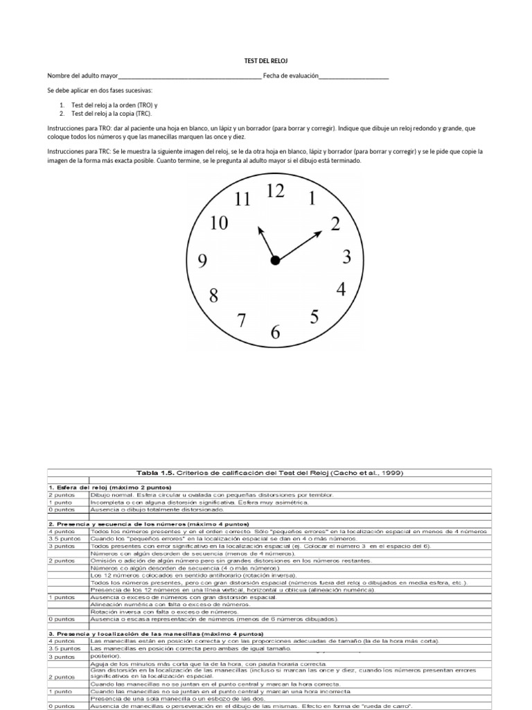 Test Del Reloj | PDF