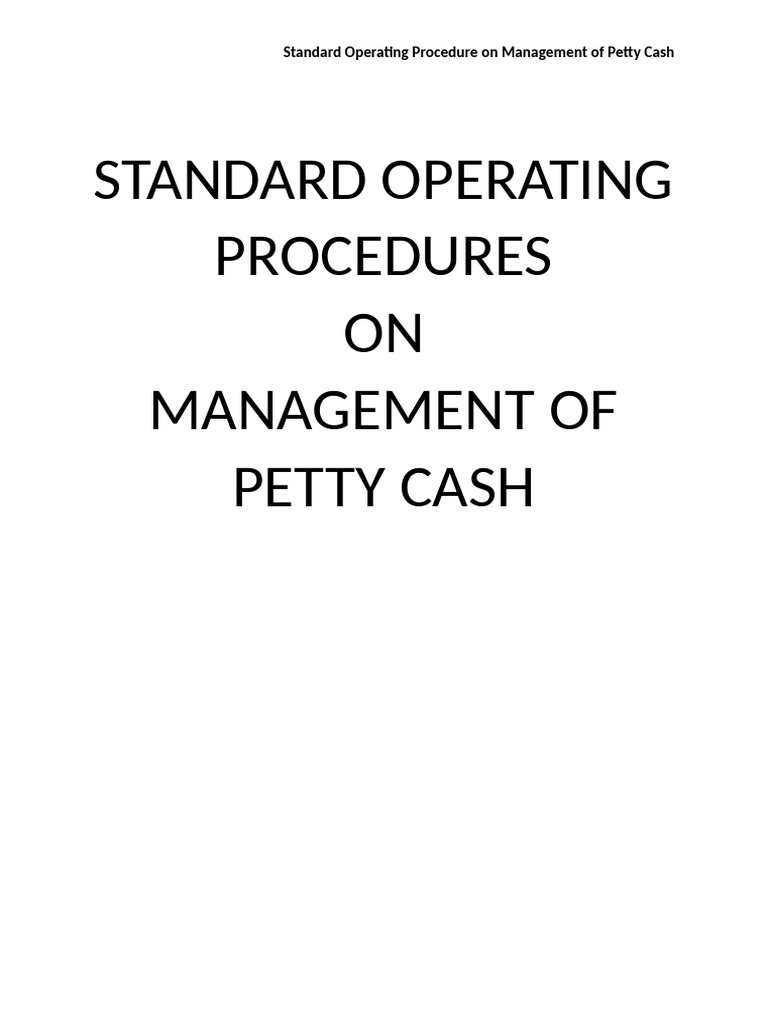 SOP On Petty Cash - I Procedure | PDF