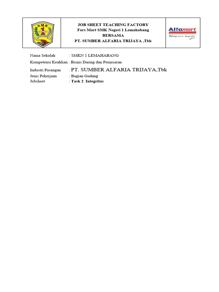 Job Sheet Bagian Gudang Taks 2 | PDF