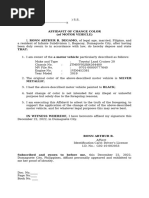 Affidavit of Change Color Lto | PDF | Vehicle Registration Plate