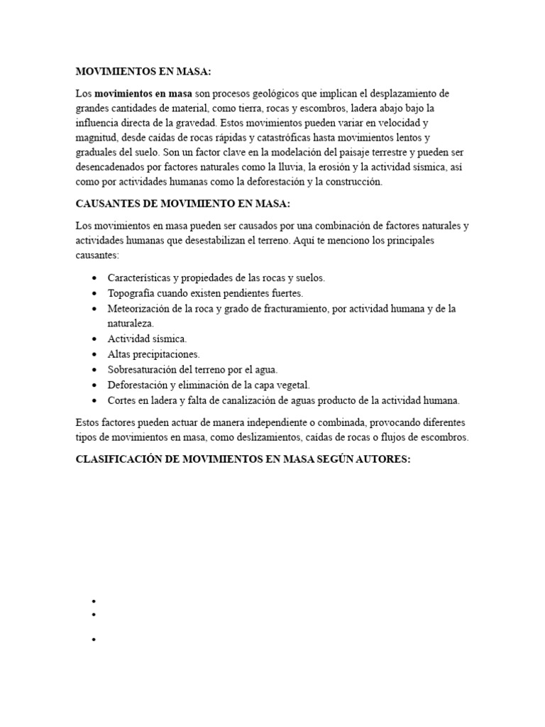 Movimientos en Masa | PDF