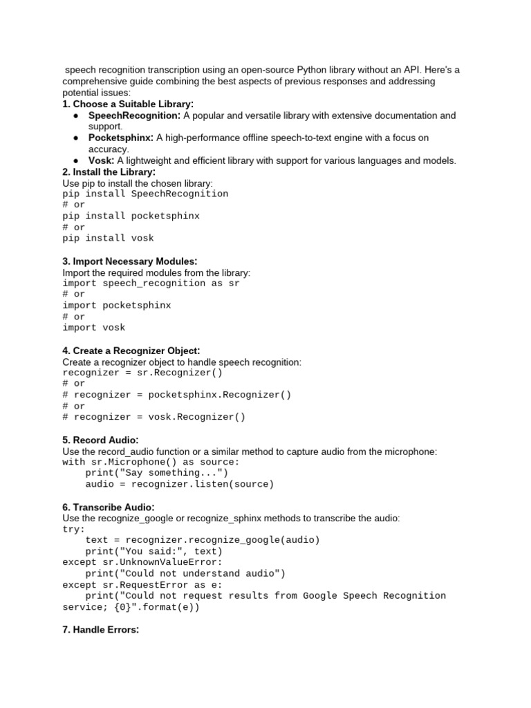 Speech Recognition Transcription With Open Source ... | PDF | Speech ...