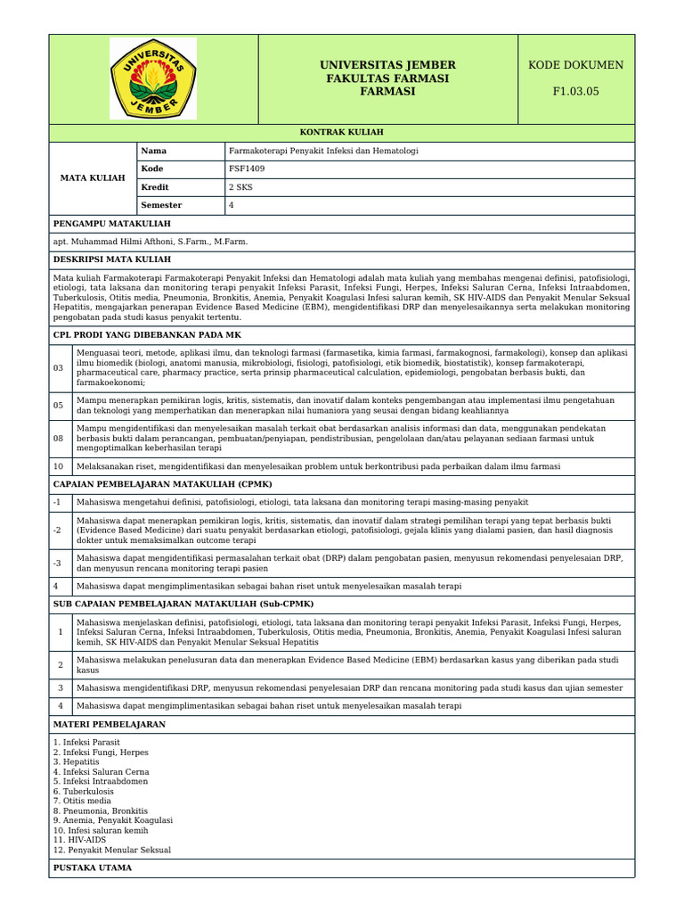 Kontrakkuliah FIH | PDF
