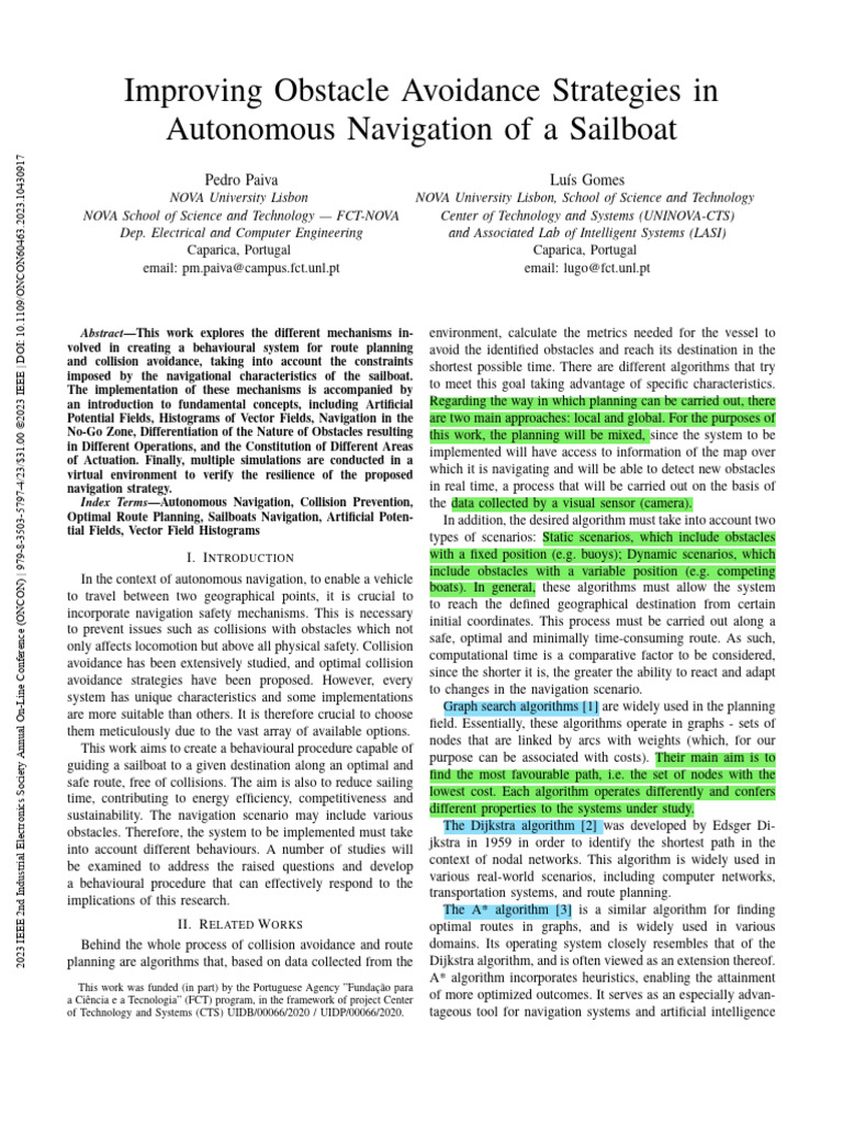 Improving Obstacle Avoidance Strategies in Autonomous Navigation of A Sailboat | PDF