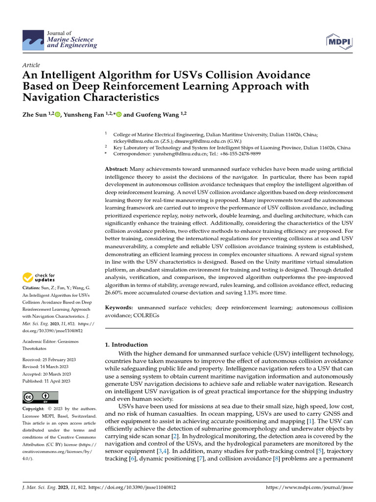 An Intelligent Algorithm For USVs Collision Avoidance Based On Deep Reinforcement Learning ...