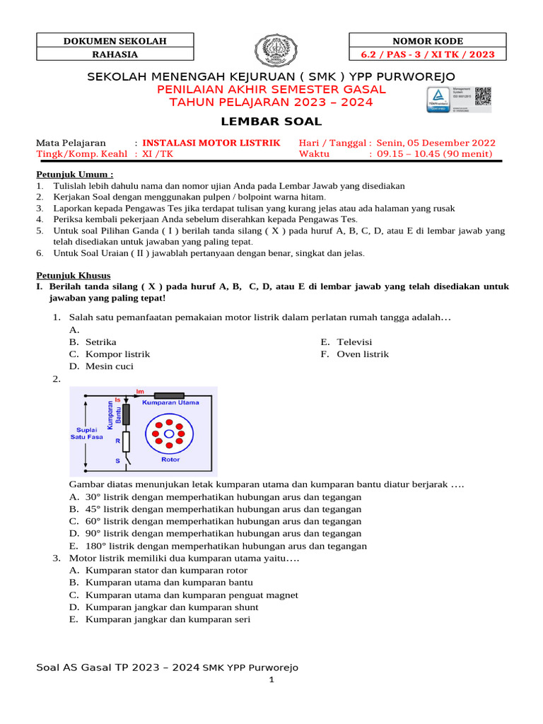 Soal Pas Iml Kelas Xi 2023-2024 Semester Gasal | PDF