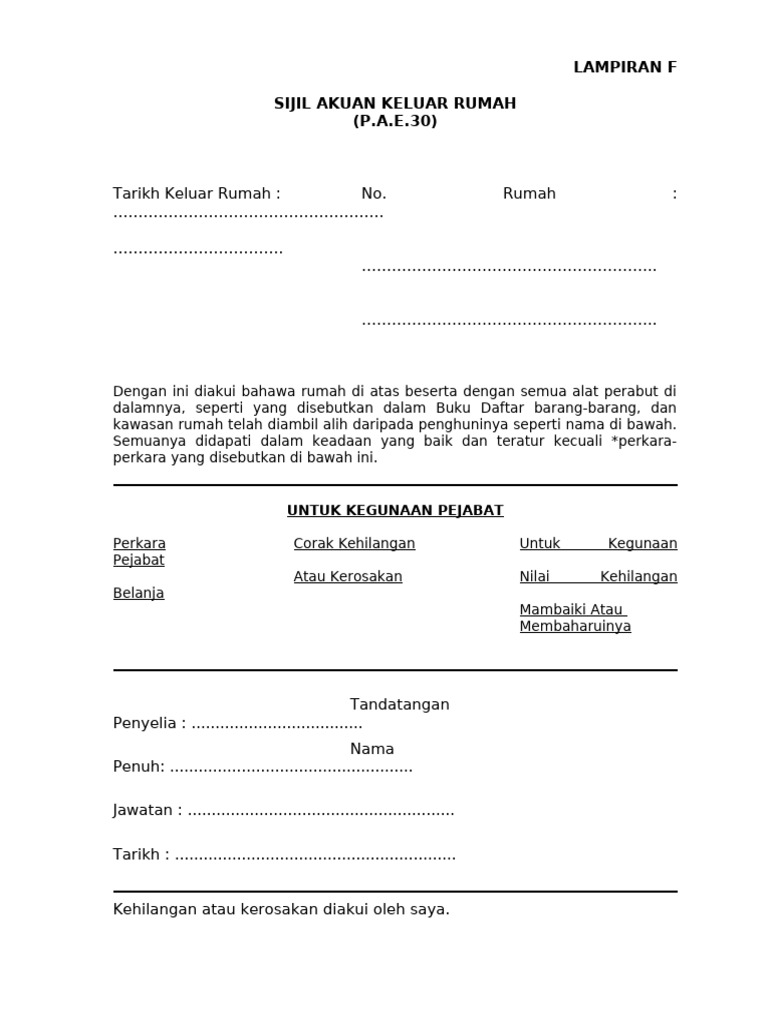 Lampiran F. Sijil Akuan Keluar Rumah | PDF