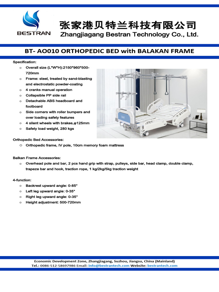 BT - AO010 ORTHOPEDIC BED With BALAKAN FRAME | PDF