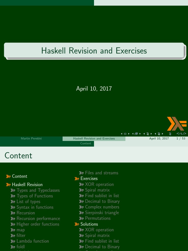 Haskell Revision and Exercises | PDF