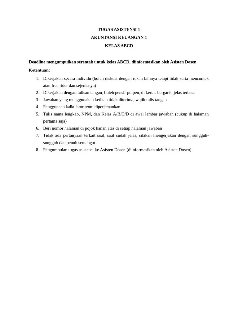 2024 Tugas Asistensi 1 Ak1 | PDF