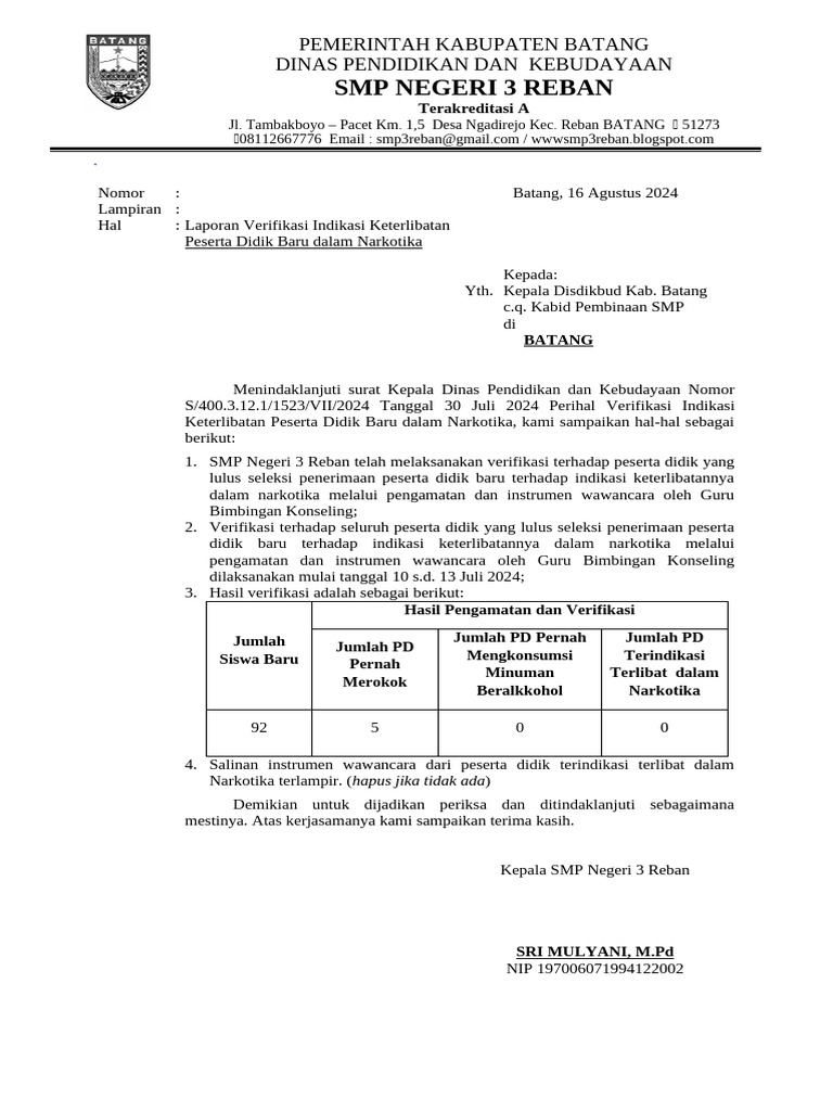 Format Laporan Sekolah | PDF