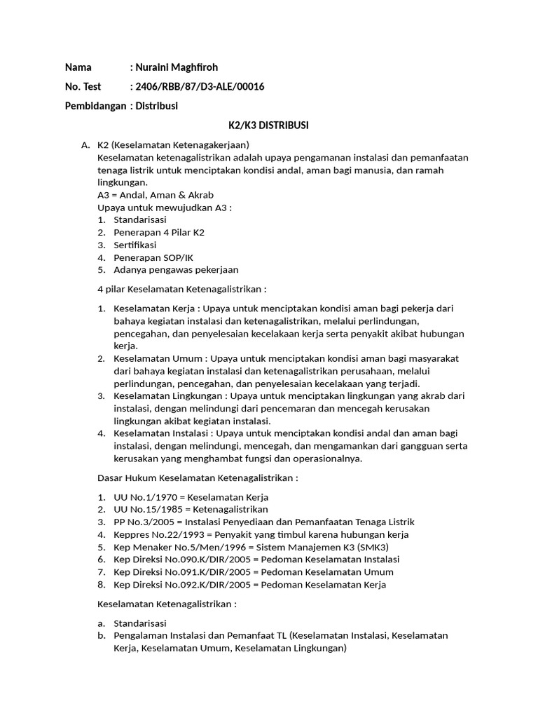 K2 Dan K3 Distribusi | PDF